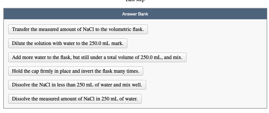 Solved Describe how to prepare this solution using a 250.0 | Chegg.com