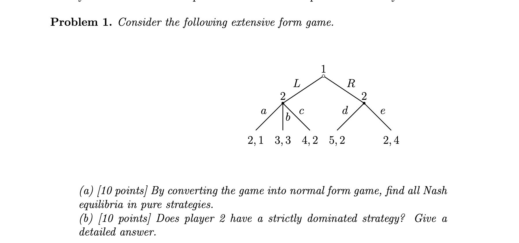 Solved Problem 1. Consider the following extensive form | Chegg.com