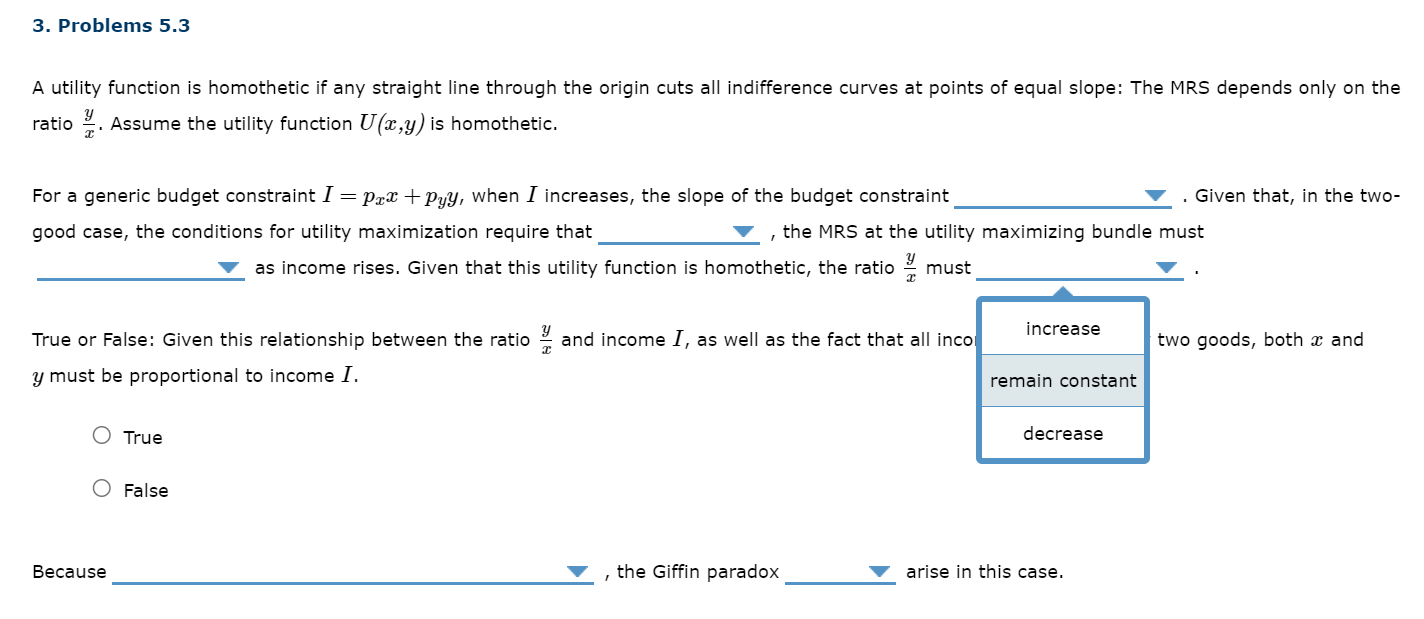 Solved A utility function is homothetic if any straight line | Chegg.com