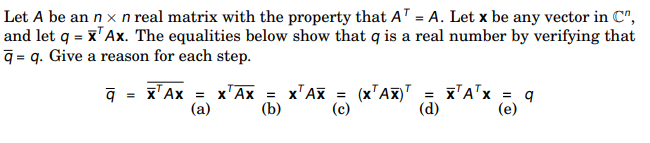 Solved Let A be an n x n real matrix with the property that | Chegg.com