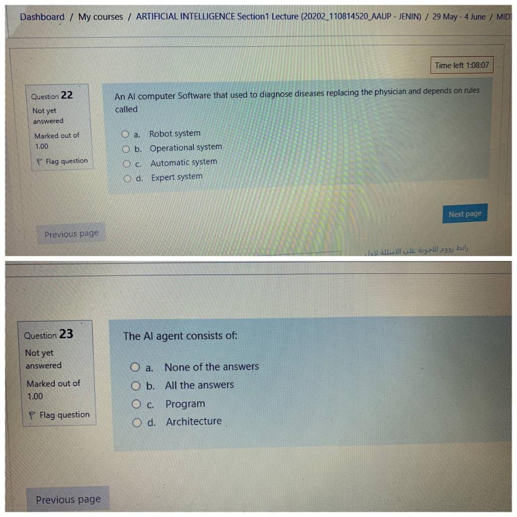 Solved Dashboard My Courses Artificial Intelligence 