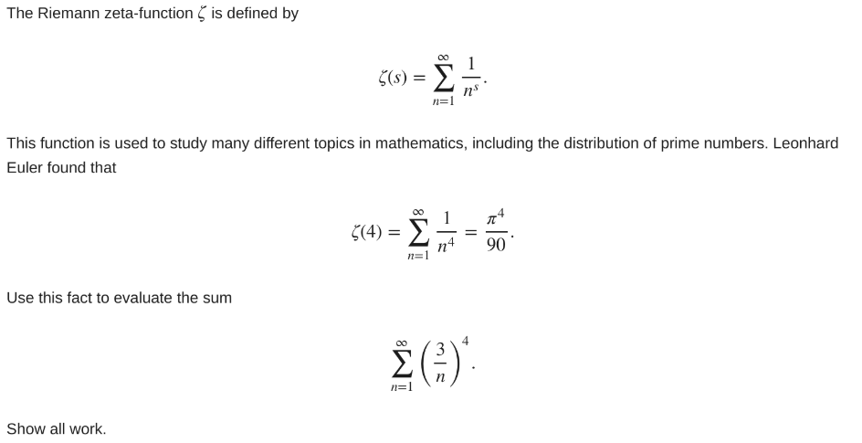 Solved The Riemann zeta-function is defined by 5(6) = This | Chegg.com