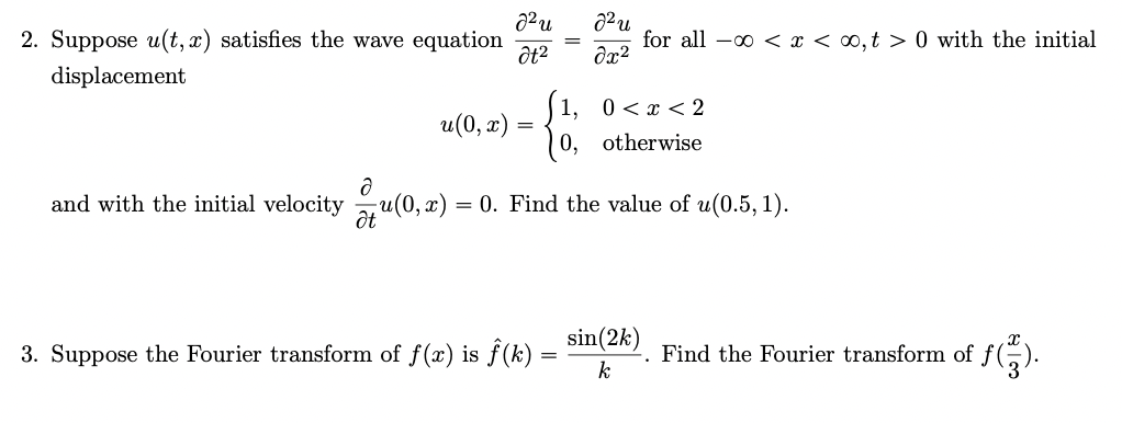 Solved Suppose u(t,x) ﻿satisfies the wave equation | Chegg.com