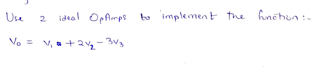 Solved Use 2 ideal OpAmps to implement the function:- | Chegg.com