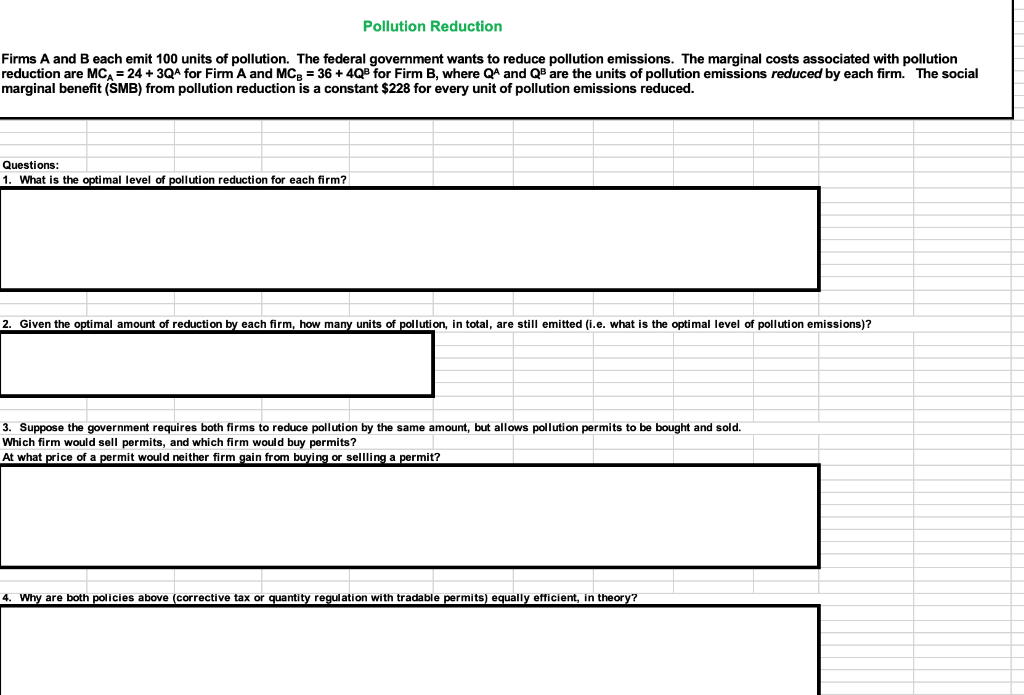 Solved Pollution Reduction Firms A and B each emit 100 units | Chegg.com