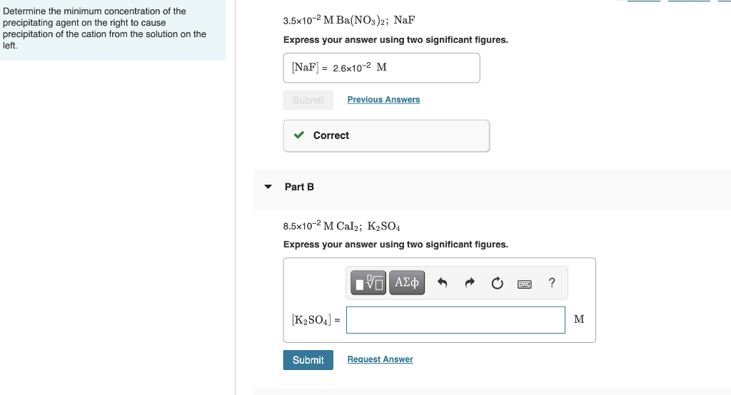 Solved Determine the minimum concentration of the | Chegg.com