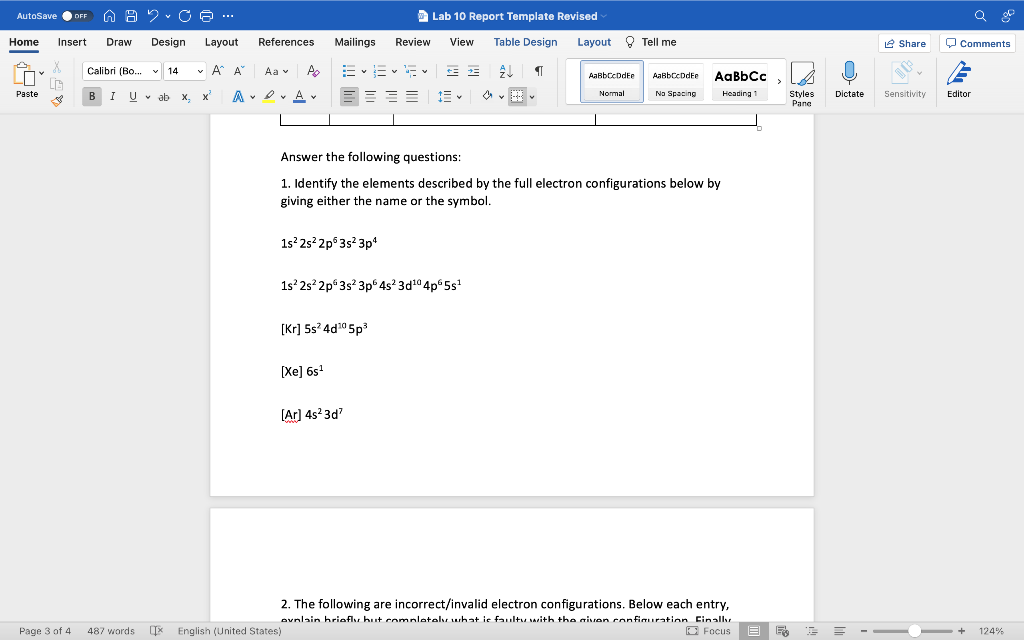 Solved AutoSave OFF vG... Q Lab 10 Report Template Revised | Chegg.com