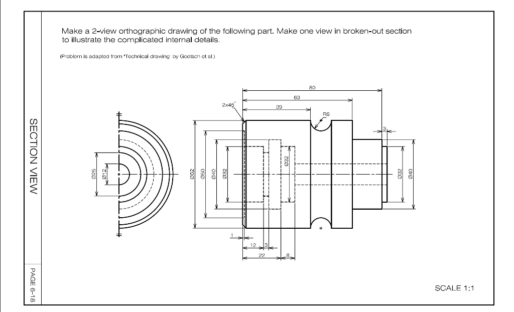Solved Make a 2-view orthographic drawing of the following | Chegg.com