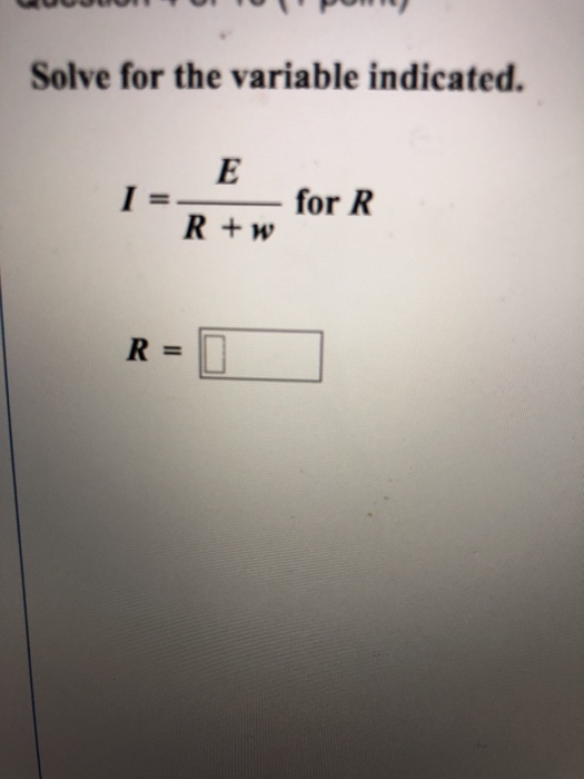 Solved Solve for the variable indicated. 1= for R | Chegg.com