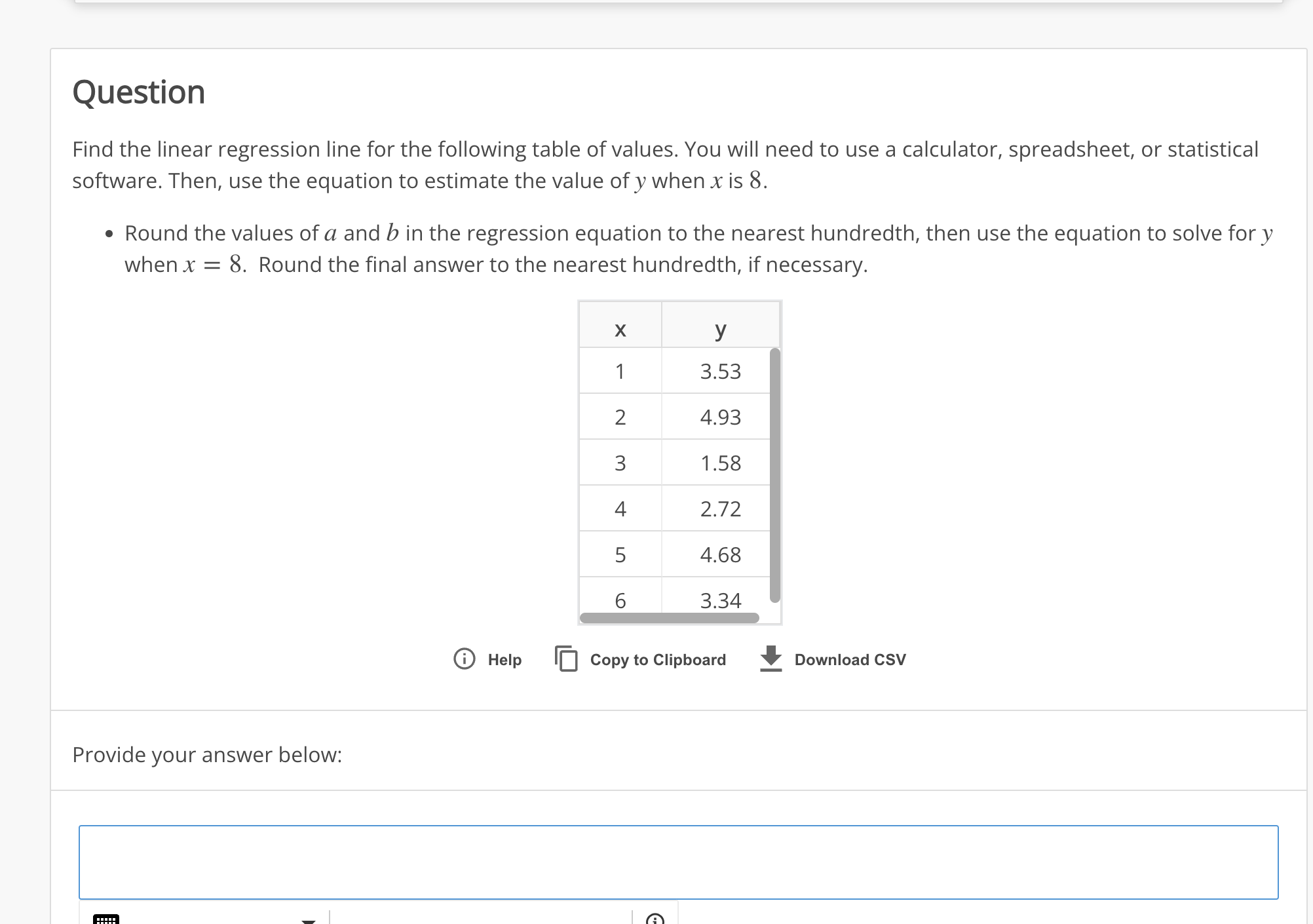 Solved Find the linear regression line for the following | Chegg.com