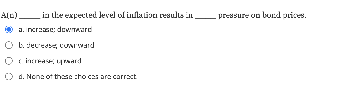 Solved A(n) in the expected level of inflation results in | Chegg.com