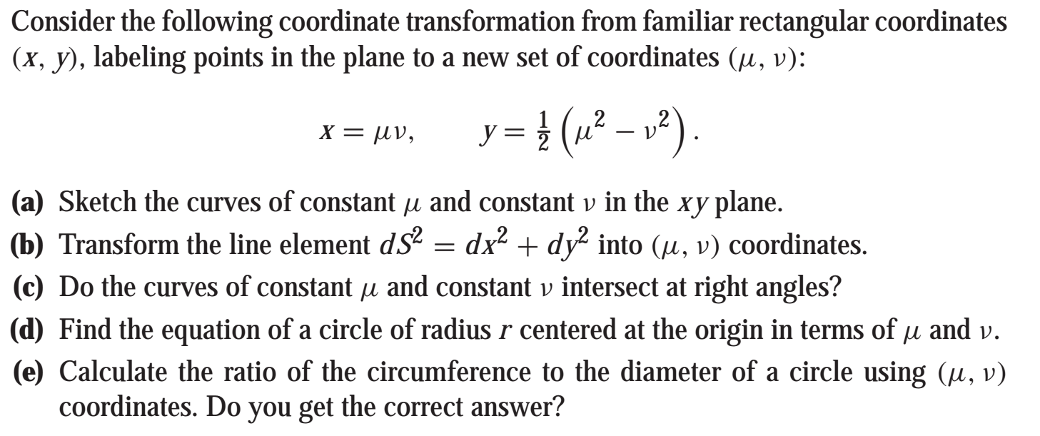 Solved Consider the following coordinate transformation from | Chegg.com