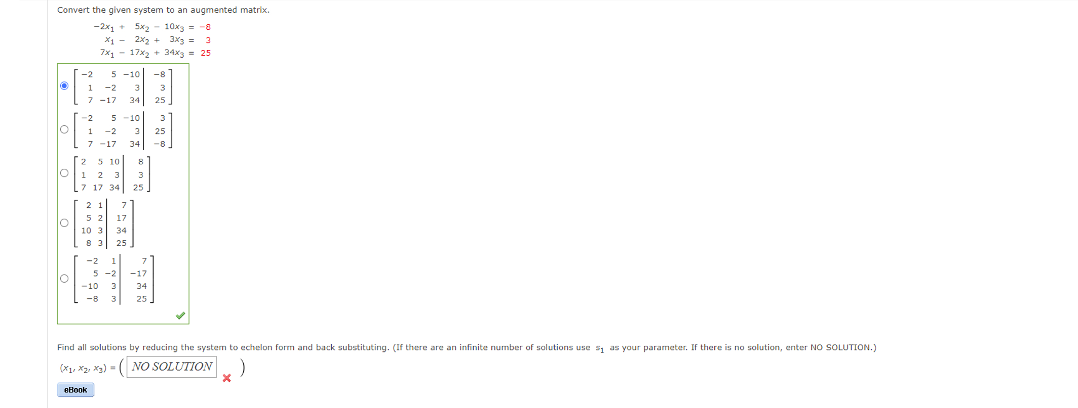 Solved Convert the given system to an augmented matrix.Find | Chegg.com