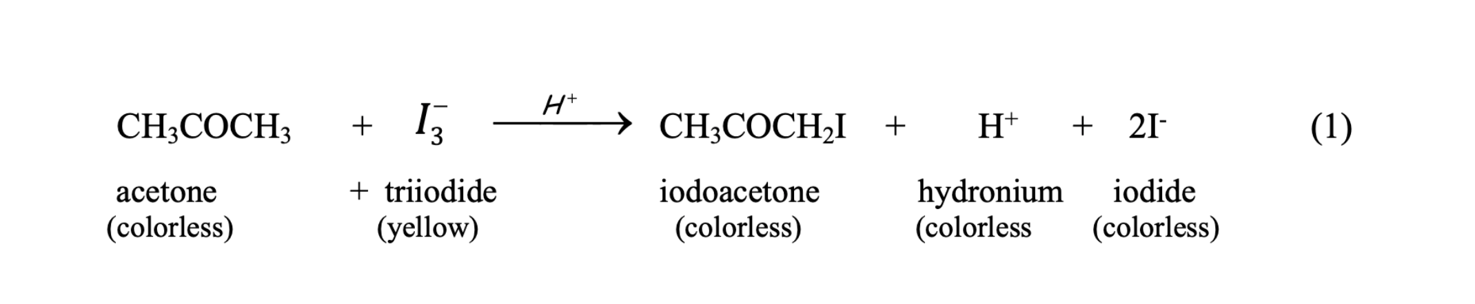 Solved H+ CH3COCH + + 13 CH3COCHI + H+ + 21- (1) acetone | Chegg.com
