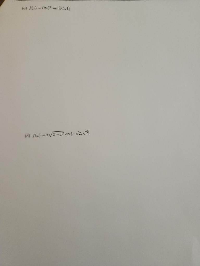 Solved 2. (12 points) Absolute maxima and minima For each | Chegg.com