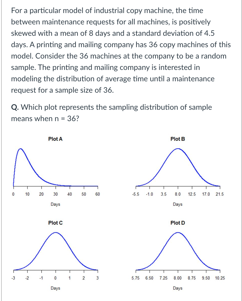 Solved For a particular model of industrial copy machine, | Chegg.com
