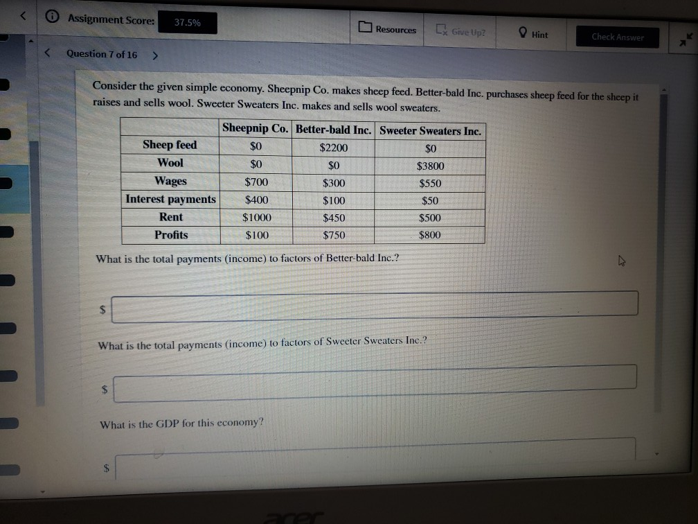 Solved Assignment Score: 37.5% Resources Give Up? Hint Check | Chegg.com