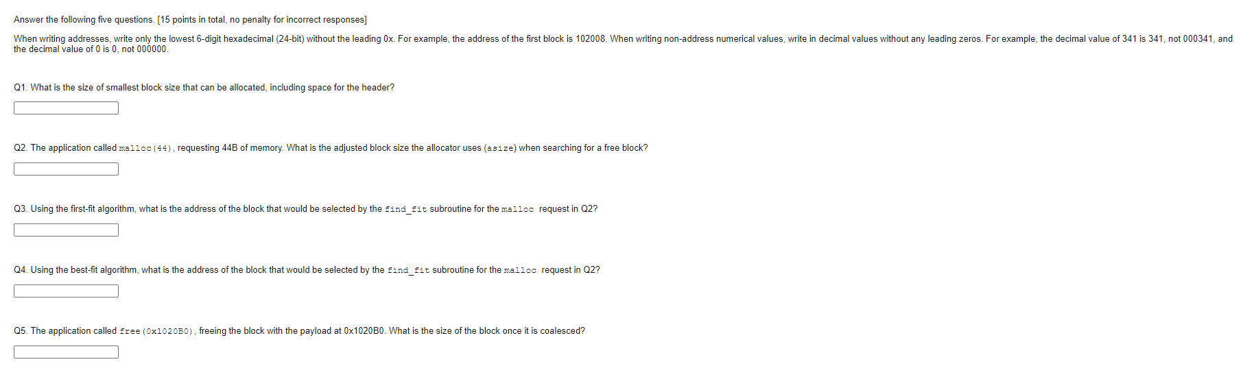 The malloc library package allocates memory | Chegg.com