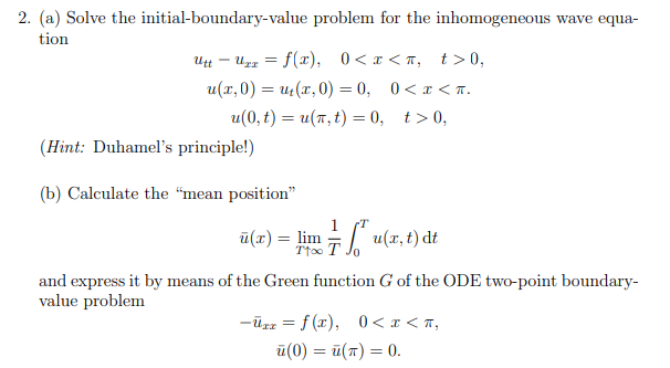 Solve the initial value wave equation Utt - Uxx = | Chegg.com