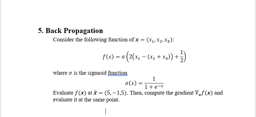 Solved 5. Back Propagation Consider the following function | Chegg.com