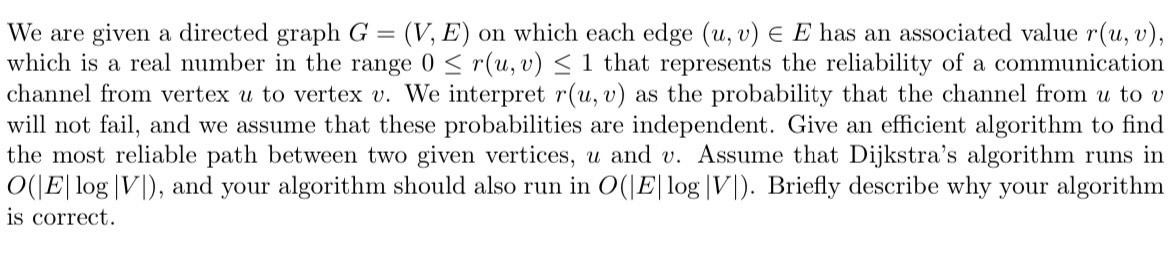 Solved We are given a directed graph G=(V,E) on which each | Chegg.com