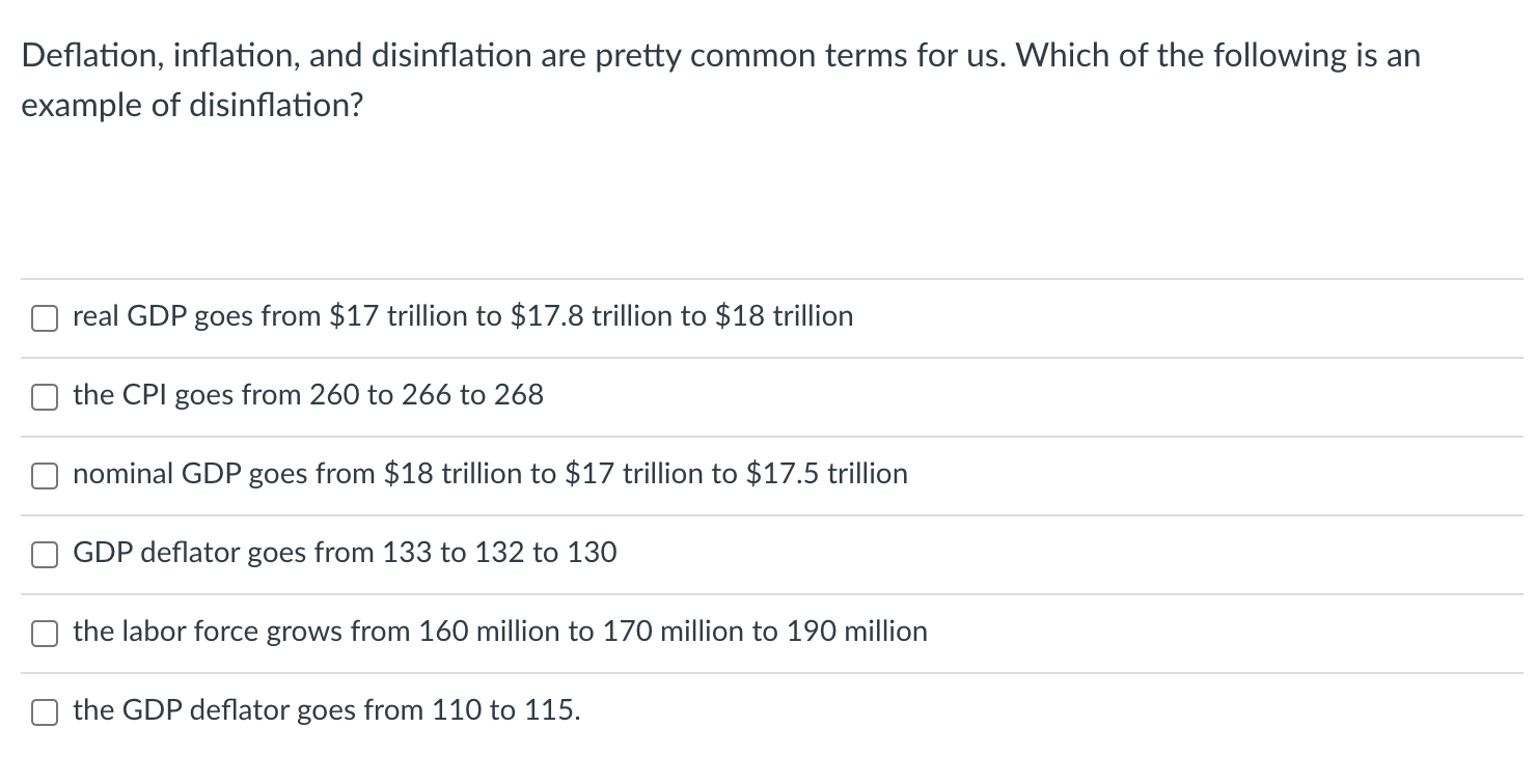 Solved Deflation, inflation, and disinflation are pretty | Chegg.com