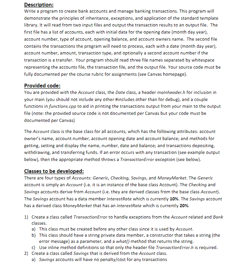 In C++ Please. Note: CODE TO BE FINSHED: main.cpp / | Chegg.com