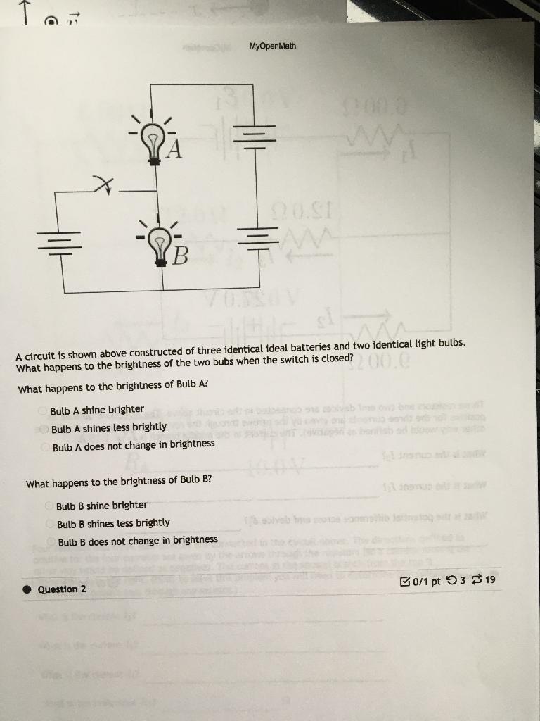 Solved To MyOpenMath B A circuit is shown above constructed | Chegg.com