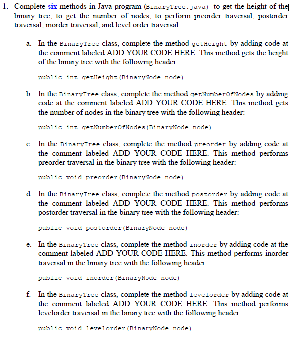 Solved Complete six methods in Java program | Chegg.com