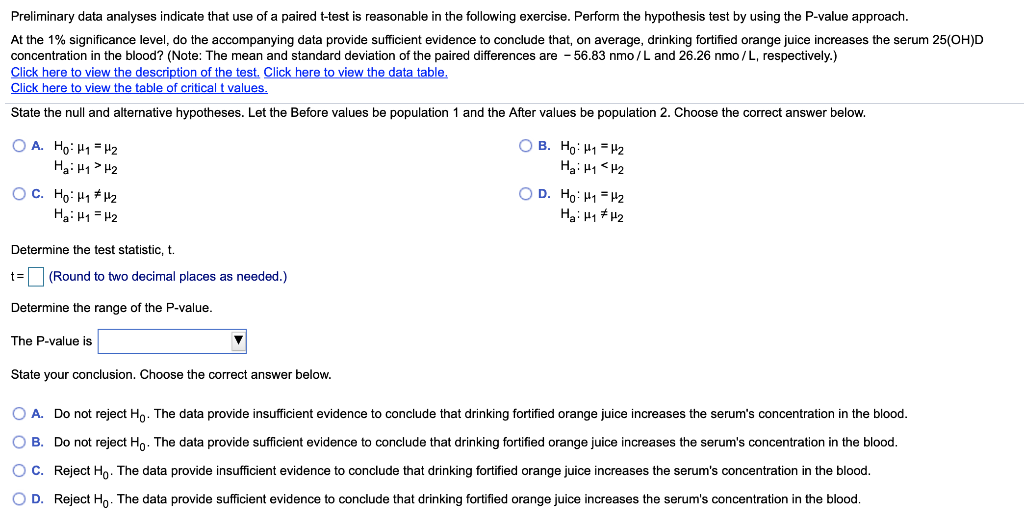 Solved Preliminary data analyses indicate that use of a | Chegg.com