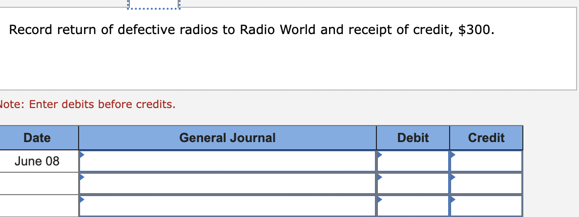 Solved Record purchase of radios on account from Radio World | Chegg.com