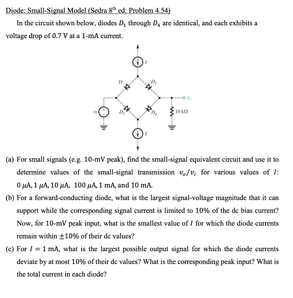 Solved Diode: Small-Signal Model (Sedra 8th ed: Problem | Chegg.com