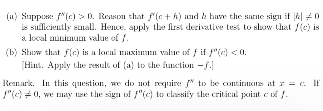 Solved Suppose that f is a differentiable function on an | Chegg.com