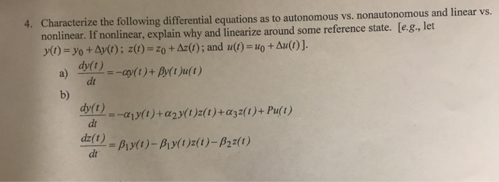 Solved 4. Characterize the following differential equations | Chegg.com