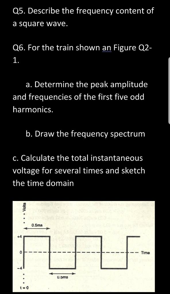Q5. Describe the frequency content of a square wave. | Chegg.com