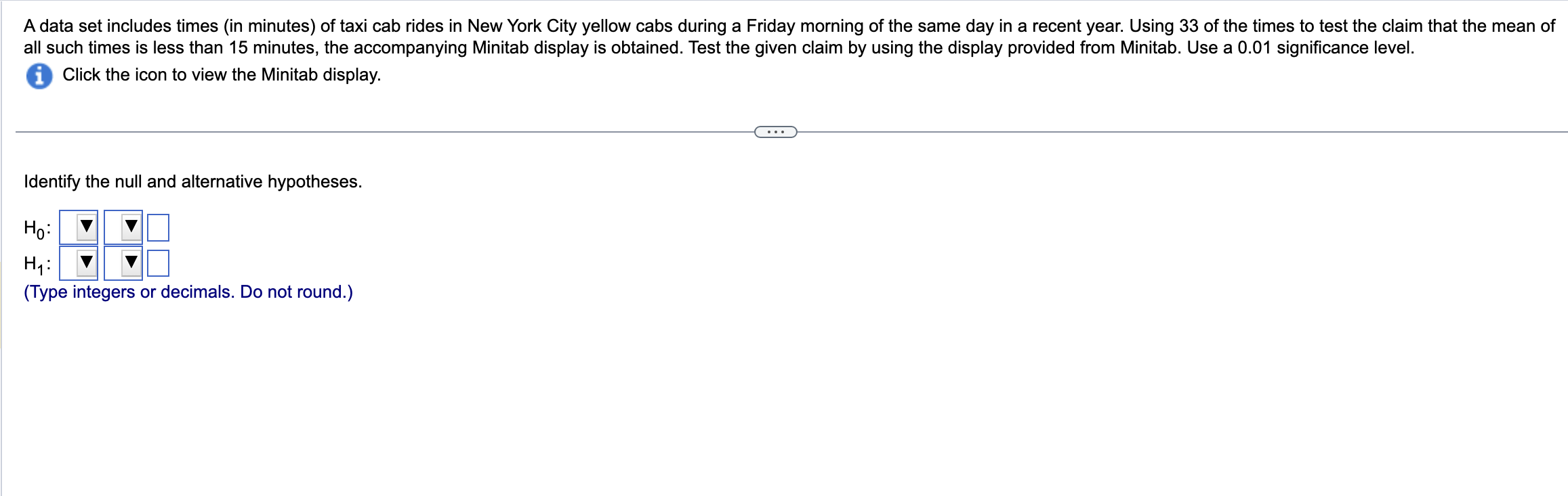 Click the icon to view the Minitab display. Identify | Chegg.com
