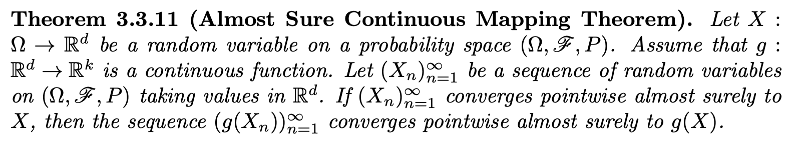 Theorem 3.3.11 (Almost Sure Continuous Mapping | Chegg.com