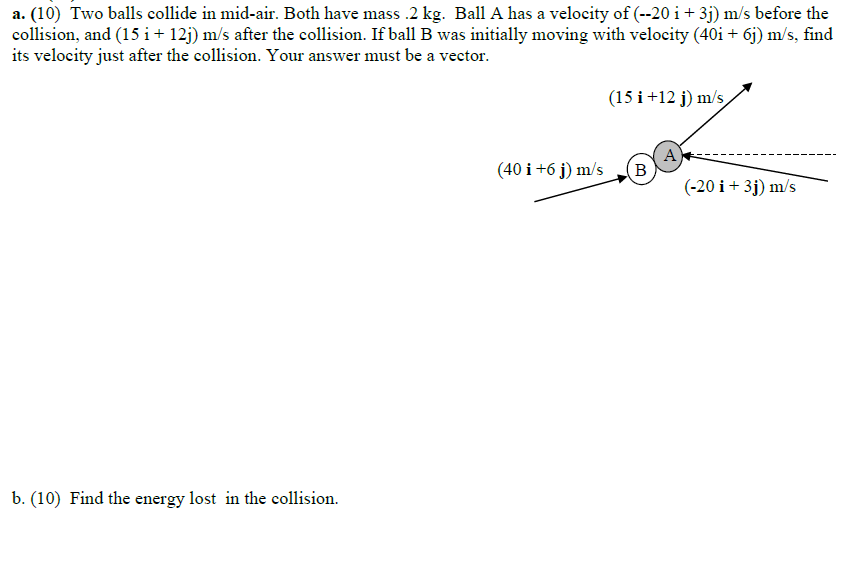 Solved a. (10) Two balls collide in mid-air. Both have | Chegg.com