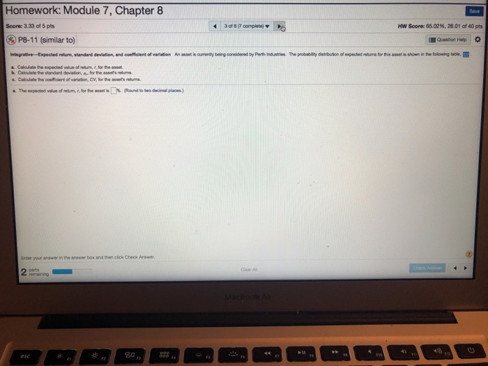Homework: Module 7, Chapter 8 Score: 3.33 of 5 pts ) | Chegg.com