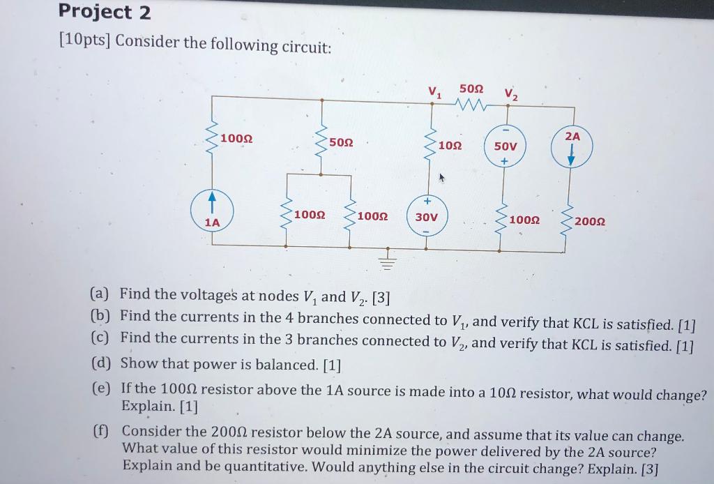 Solved Project 2 [10pts] Consider the following circuit: | Chegg.com