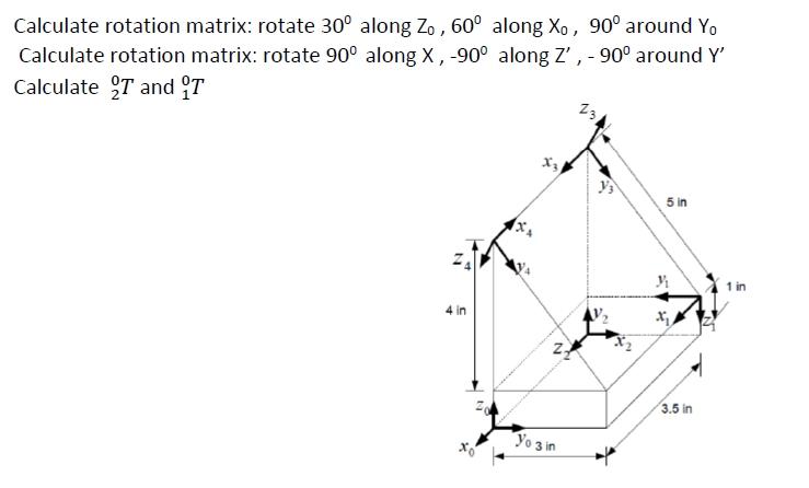 Solved Calculate rotation matrix: rotate 30° along Zo , 60° | Chegg.com