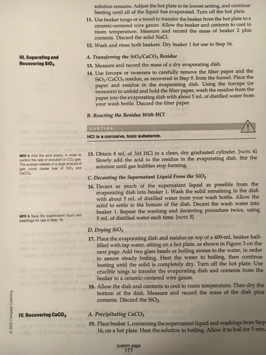 Solved Lab 11: Separating and Recovering the components of a | Chegg.com