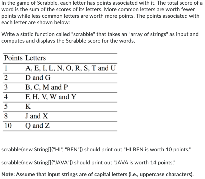 Solved In the game of Scrabble, each letter has points | Chegg.com