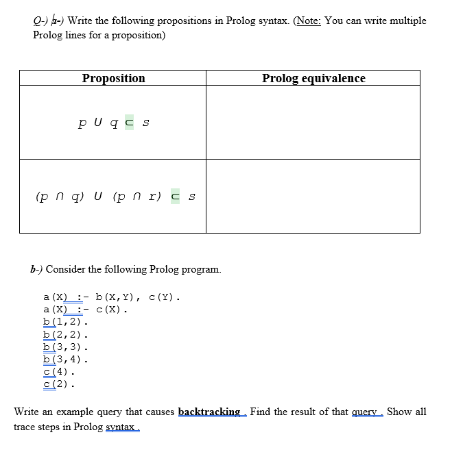2-) 6-) Write the following propositions in Prolog | Chegg.com