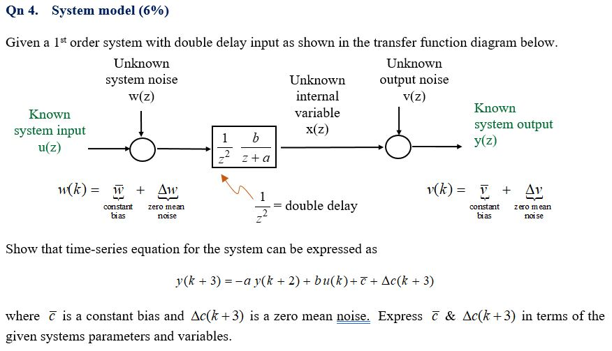 On 4. System model (6%) Given a 1st order system with | Chegg.com