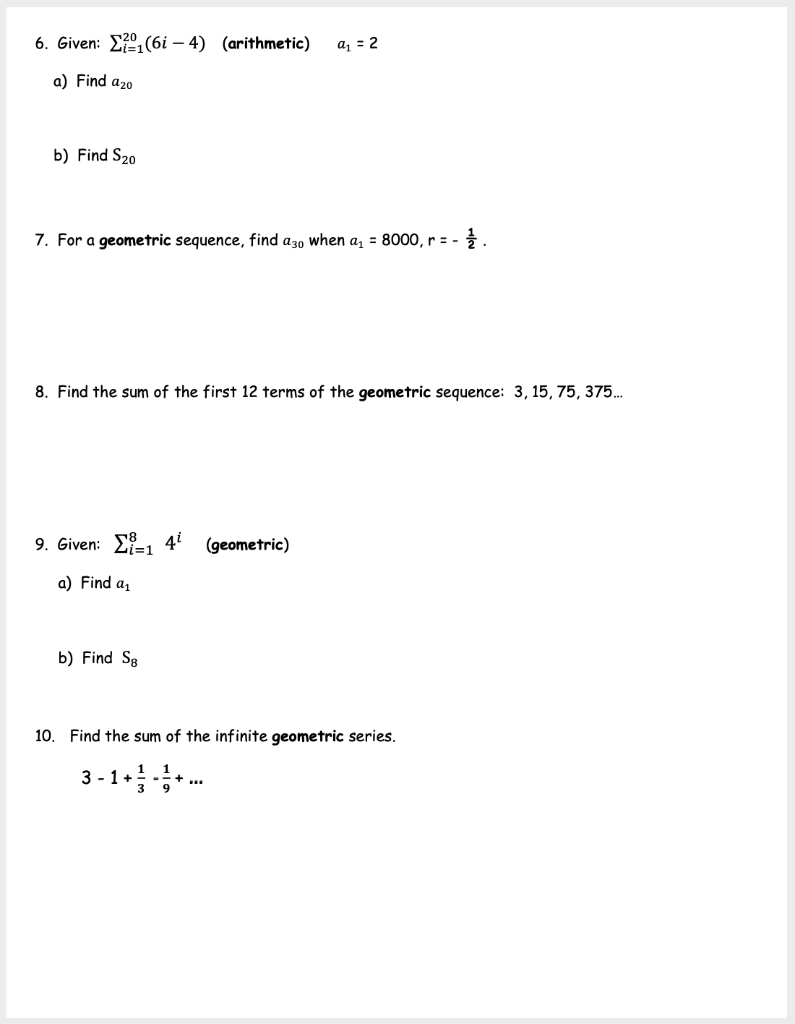 Solved 6. Given: 22.6i - 4) (arithmetic) a = 2 a) Find azo | Chegg.com