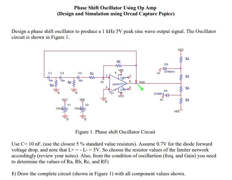 Solved Phase Shift Oscillator Using Op Amp (Design and | Chegg.com