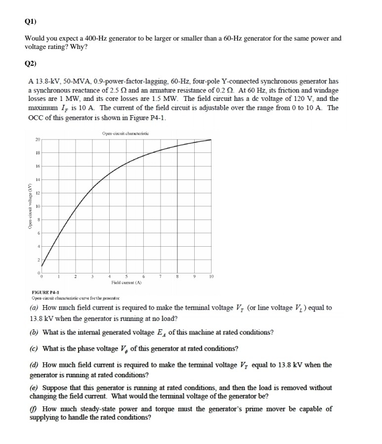 Solved Q1 Would You Expect A 400 Hz Generator To Be Larger Chegg Solved Q1 Would You Expect A 400 Hz Generator To Be Larger Chegg