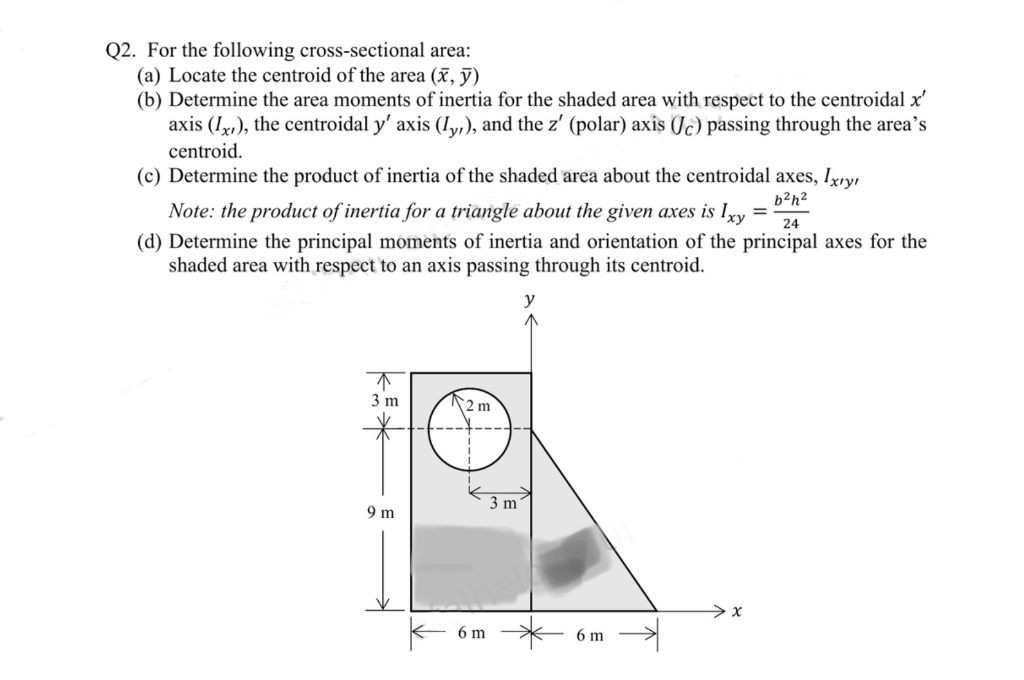 Solved Q2. For the following cross-sectional area: (a) | Chegg.com