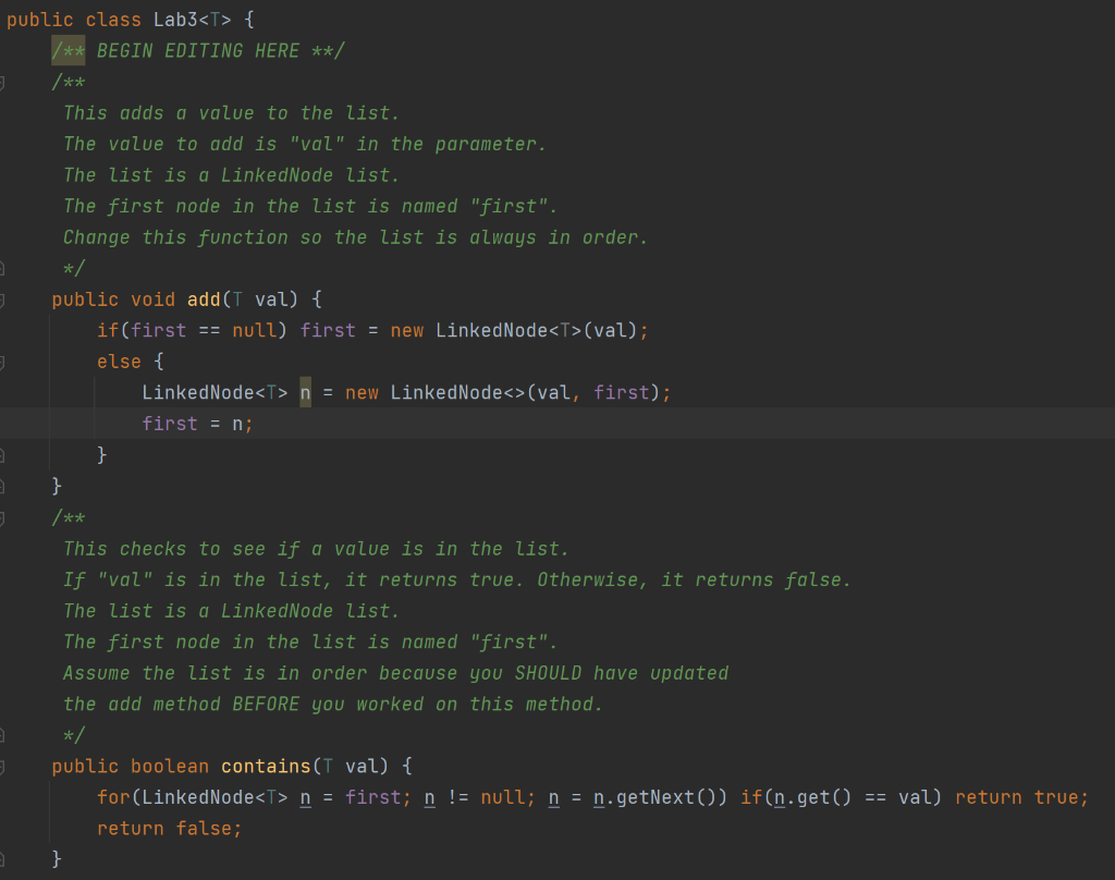 Lab3 class. That is the list (I know, Lab3 is a bad | Chegg.com